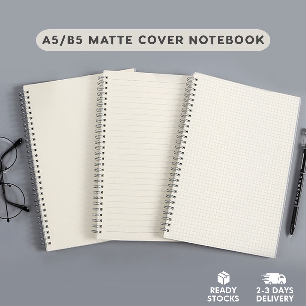 A5/B5 Notebook Clear Frosted Spiral Coil Binding Journal Stationary ...