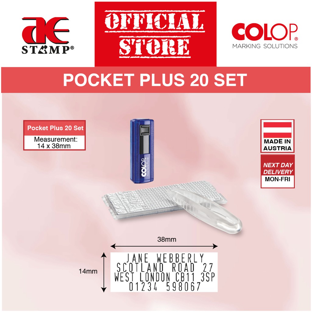 COLOP DIY Stamp | Pocket Stamp Plus 20 Set cop nama stamp colop stamp ...
