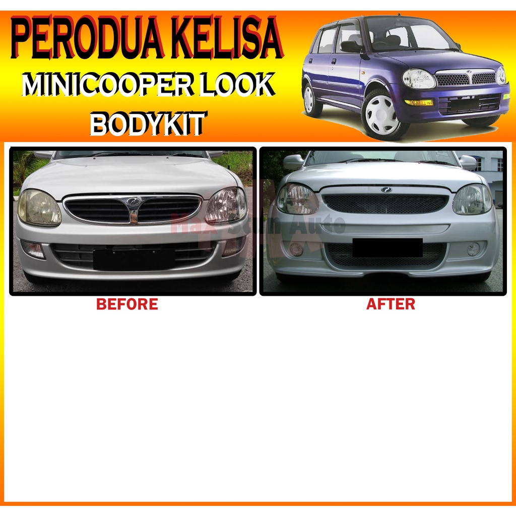 PERODUA KELISA MINI COOPER LOOK BUMPER SKIRT LIP BODYKIT (MINI) FIBER ...
