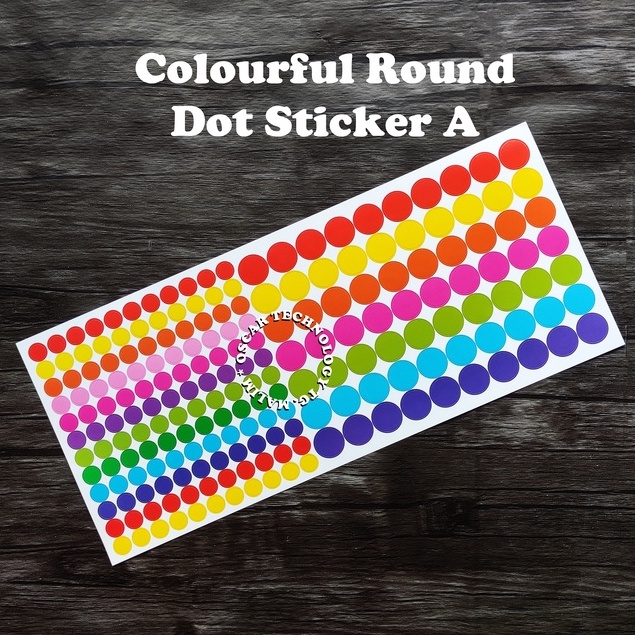 Colourful Round Dot Sticker / Rainbow Circle Dot Labels / Rectangle ...