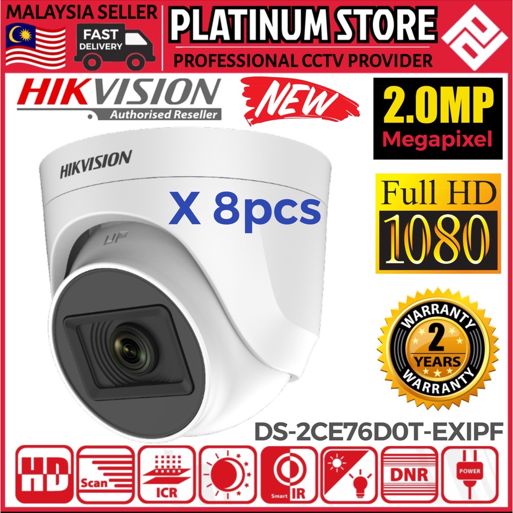 HIK HIKVISION 2.0MP 1080P Full HD Indoor IR INFRARED Dome TVI 2MP ...