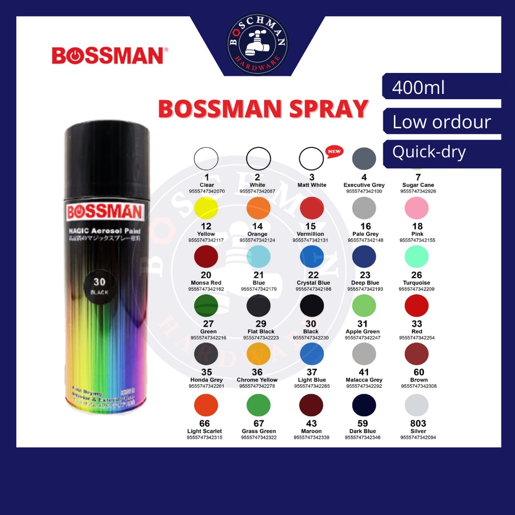 BOSSMAN Spray Aerosol Paint Standard colour Spray Paint Motorcycle ...