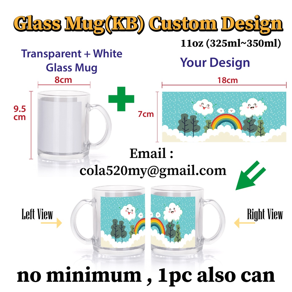 Glass Mug Custom Print Design 11oz Personalized Drinking Mug | Shopee ...
