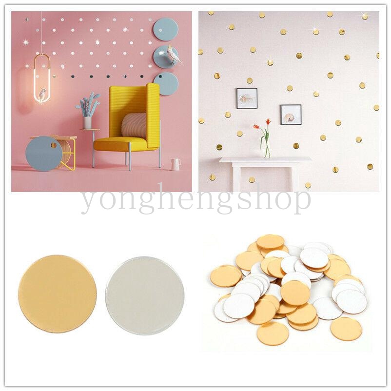 50pcs/set DIY Acrylic Wall Sticker Polka Dots Round Shape Stickers ...