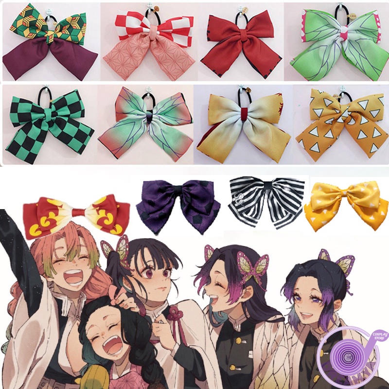 Demon Slayer Kimetsu no Yaiba Hair Rope Bowknot Headpieces Band Bow Head Rope Nezuko Tanjirou ...
