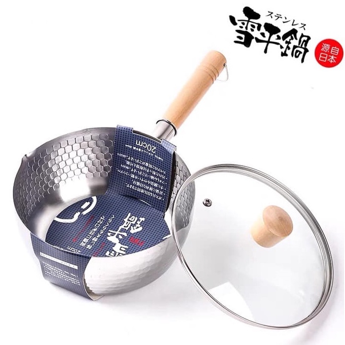Japan Stainless Steel Snow Pot (Glass Lid) Sauce Pan Milk Noodle Soup ...