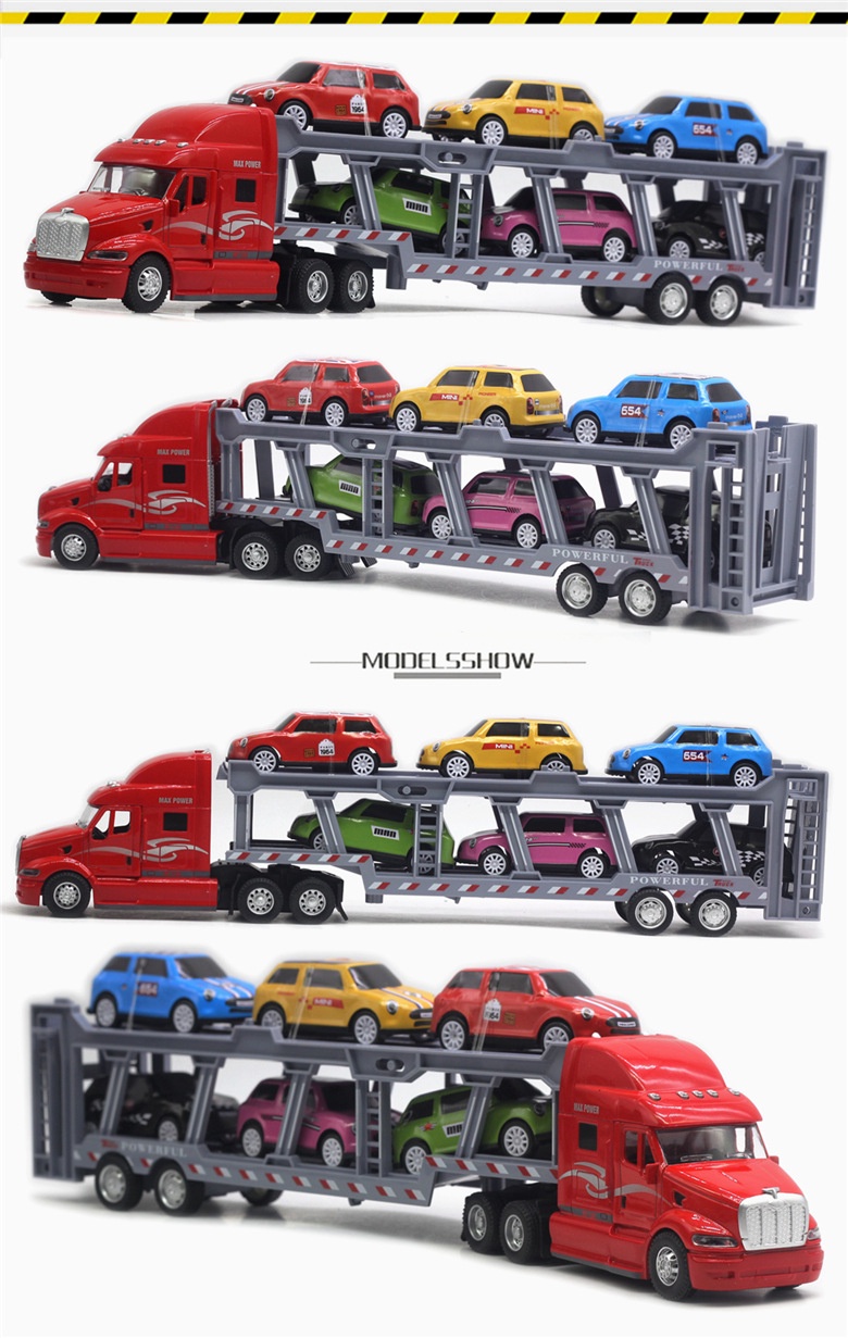 1:48 Alloy American Truck Transporter Model Toy Simulation Lorry ...