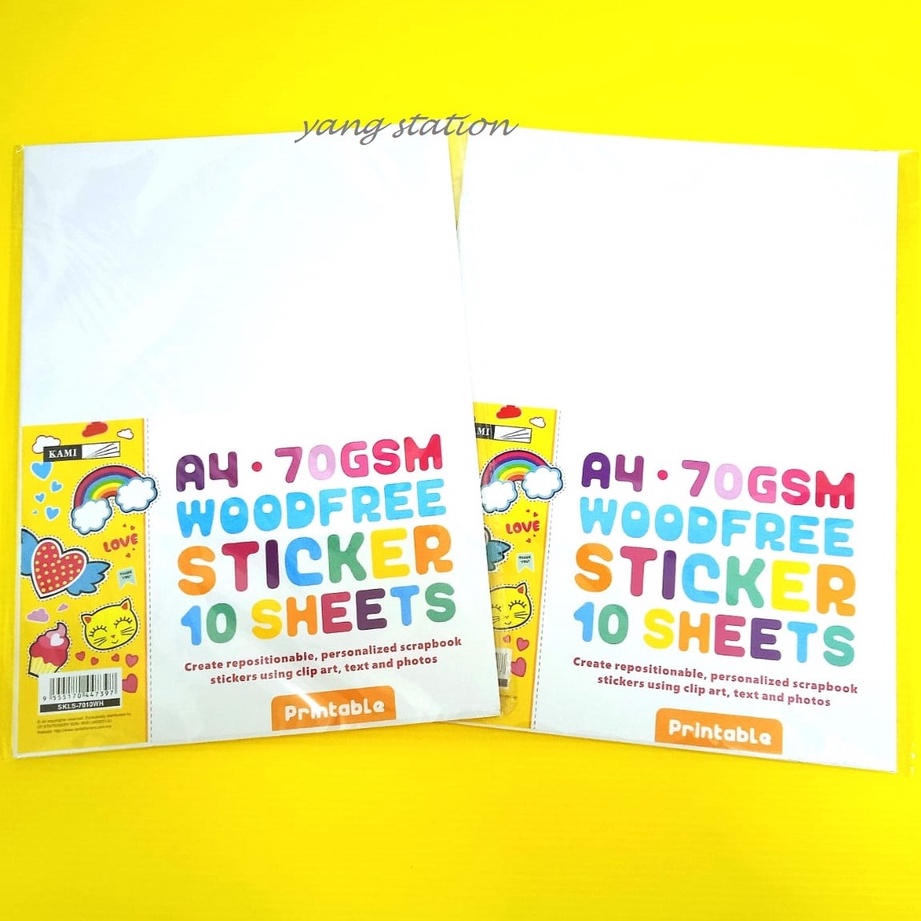 A4 WOODFREE ASSORTED COLOUR & WHITE STICKER PAPER 5 SHEET & 10SHEET ...
