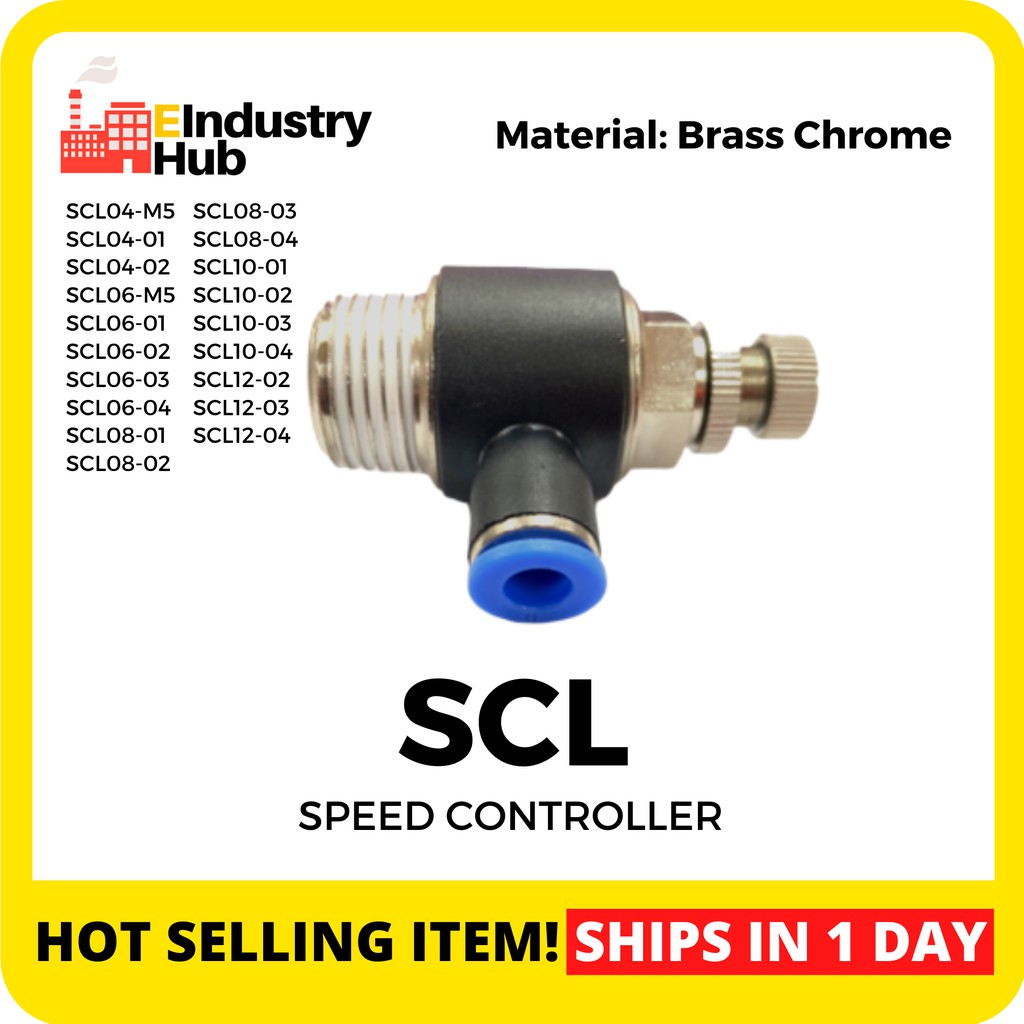 SCL Pneumatic Flow Control Elbow Type Air Fitting Speed Controller ...
