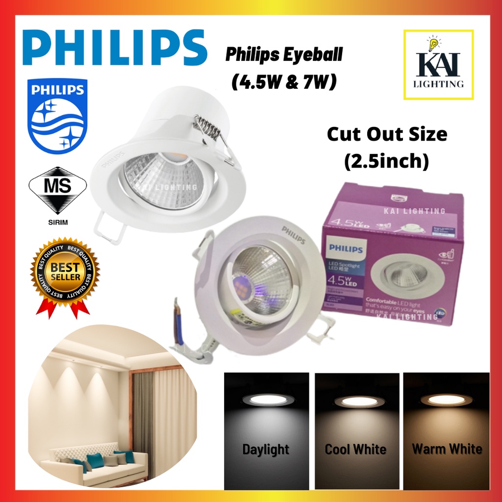Philips LED Eyeball 59776 Pameron 7W Recessed Spotlight SL201 4.5W ...