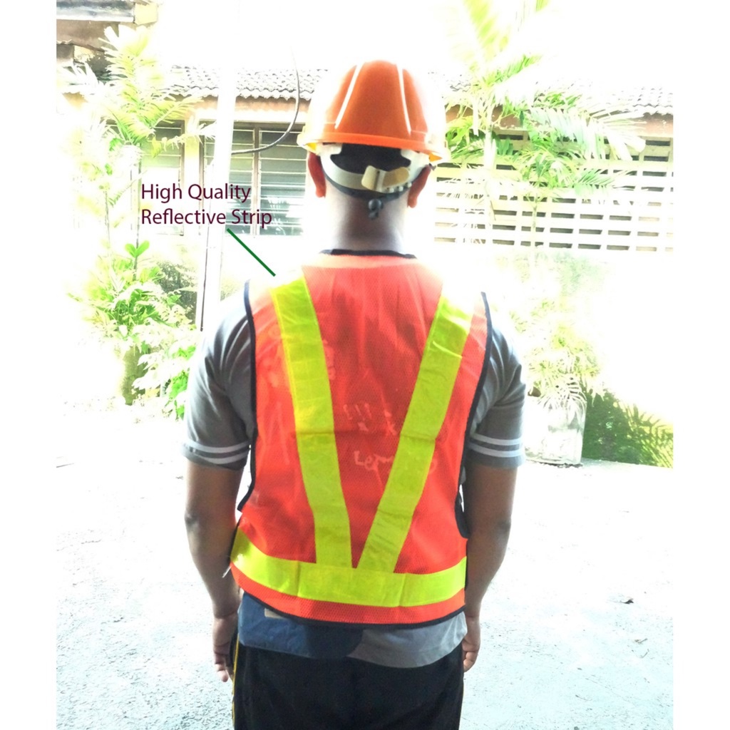 SAFETY VEST WITH V-SHAPE HIGH REFLECTIVE STRIPE BAJU KESELAMATAN PANTUL ...