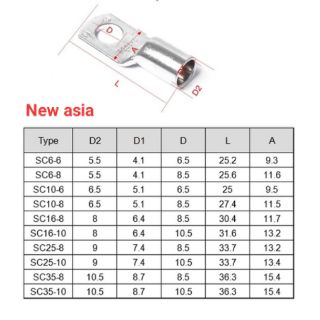 Cable Lug SC Series Tinned Copper Cable Lug Wire Connector Battery ...