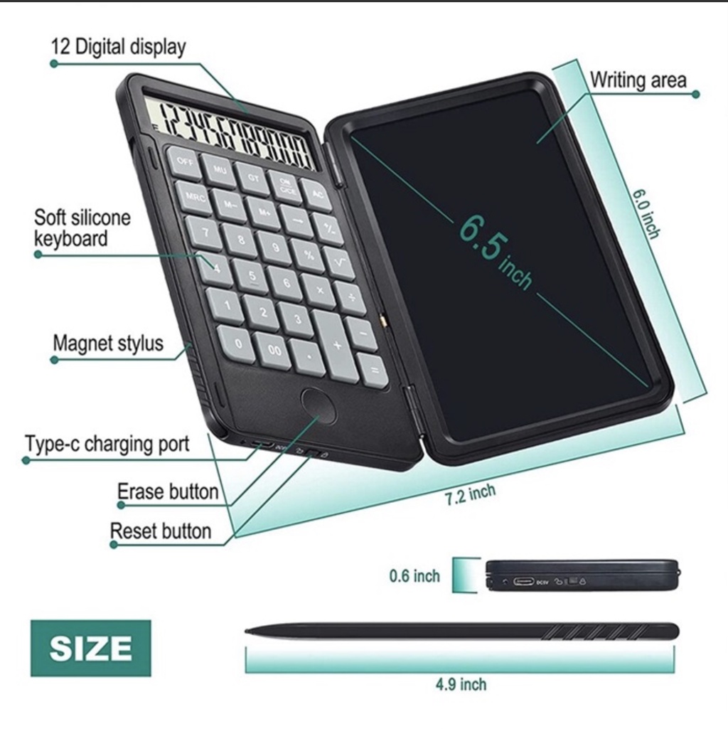 Rechargeable Tablet Calculator Electronic Notepad Small Digital ...