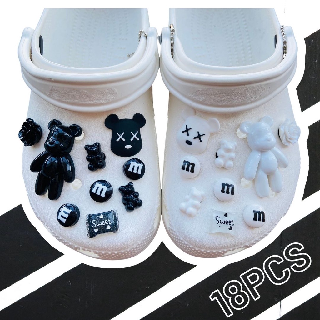 18PCS bearbrick KAWS croc jibz Charm Button Fashion Shoes Accessories# ...