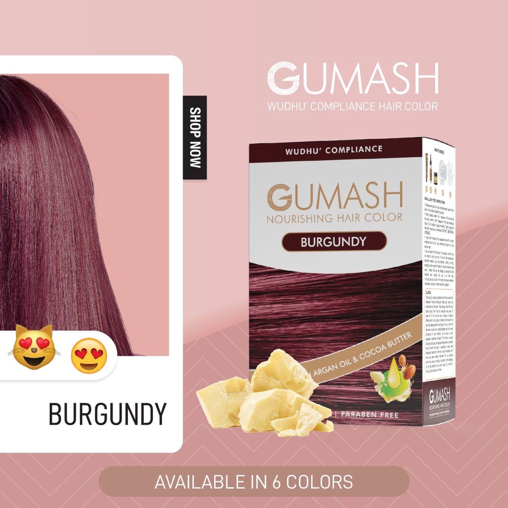 Gumash Hair Colour Mesra Wuduk Pewarna Rambut Halal Telap Air Sah Solat ...