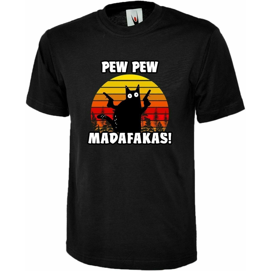 Vintage Pew Pew Cat Madafakas 2021 Funny 100% Cotton Tshrit | Shopee ...