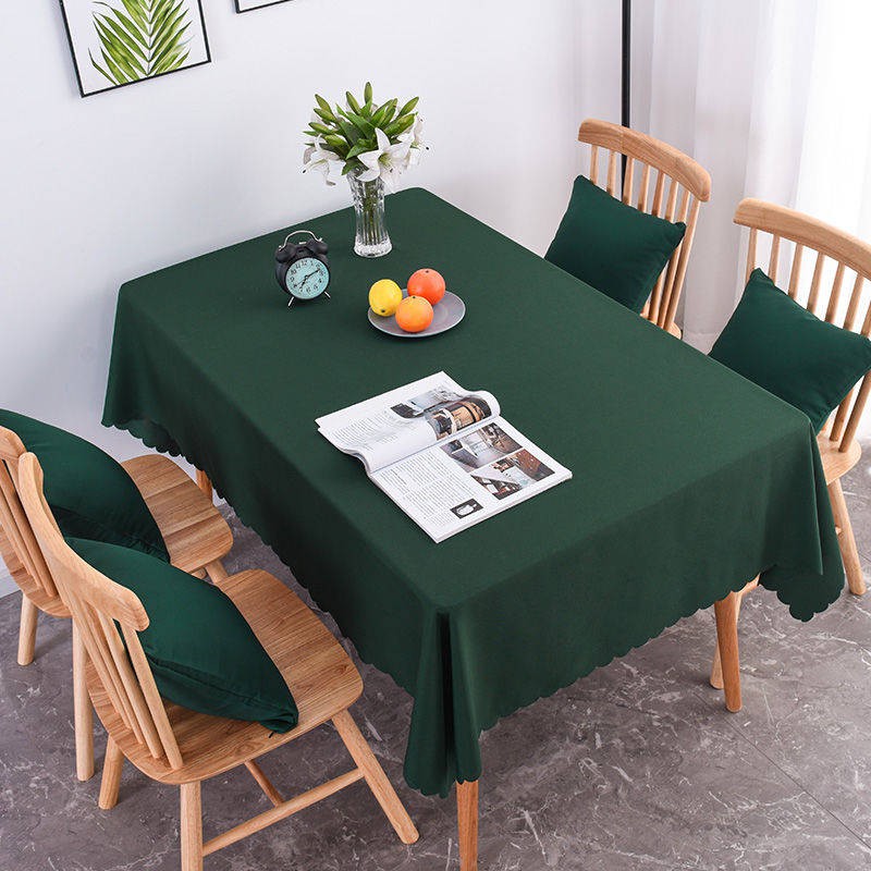 Home simple solid color tablecloth for 4/6/8 seats ins fabric banquet ...