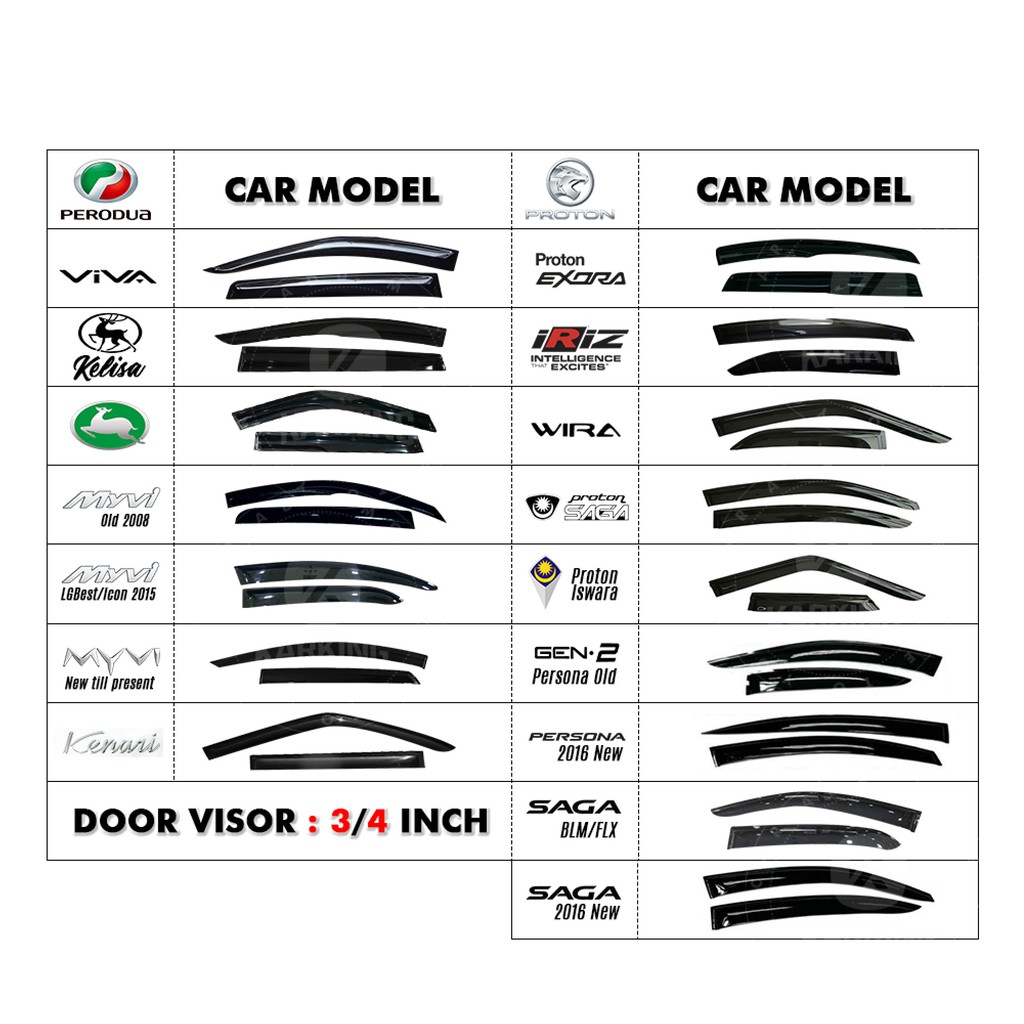 1set 4pcs Perodua Proton Door Visor Small Big 3 Inch / 4 Inch | Shopee ...