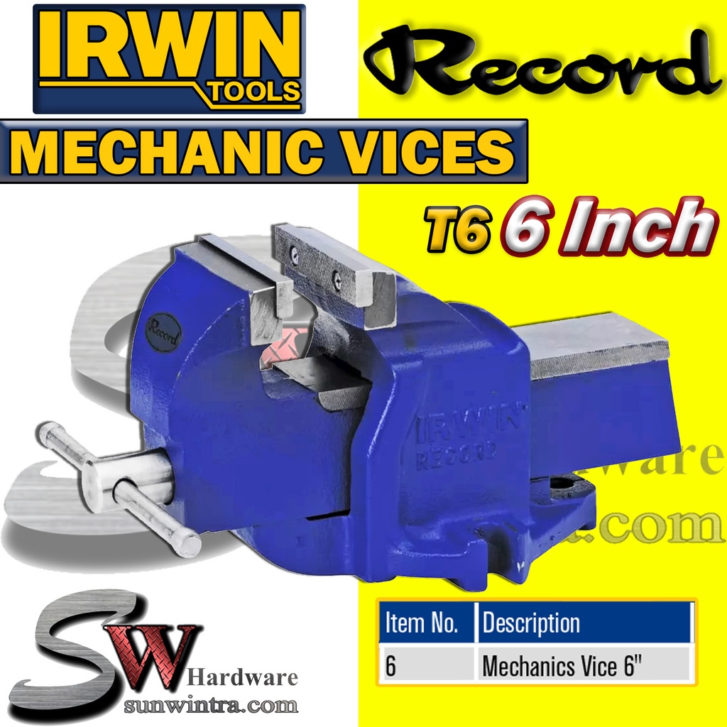 Irwin 6 inch / 152mm Record Heavy Duty Mechanics Vices Vice Vise #T6 #6 ...
