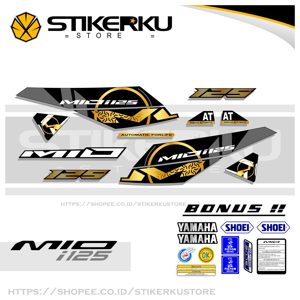 Mio i 125 STOCK DECALS / STRIPING MIO M3 /Z / 125/ STICKERS / STICKER ...