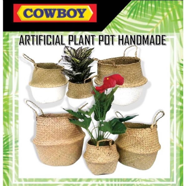 Pasu Pokok Bunga Rotan Rattan Bakul Rotan Artificial Plant Pot Handmade ...