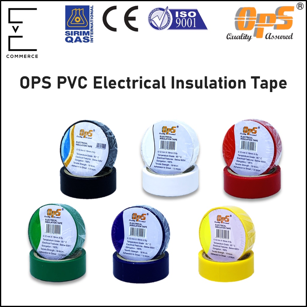 OPS PVC INSULATION TAPE - 18MM X 0.12MM X 6 YARD (10PCS PER COLUMN ...