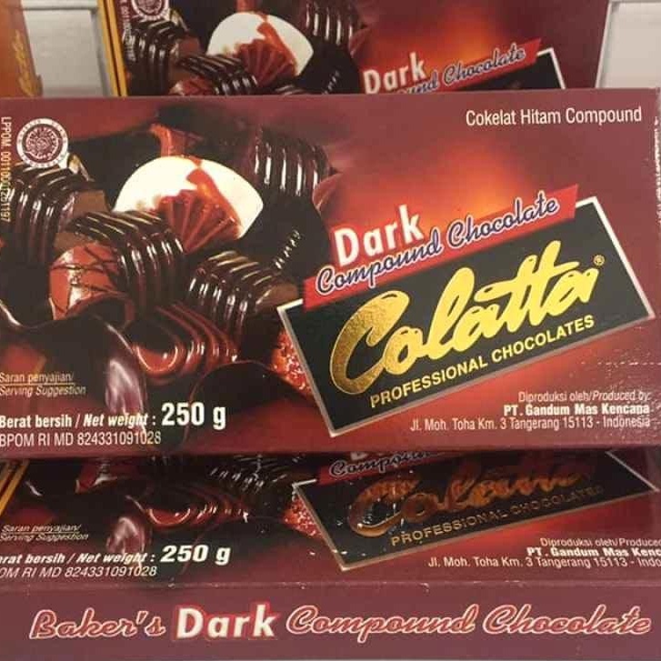 HITAM Colatta Dark Chocolate Compound 250gr Black Chocolate Bar ...