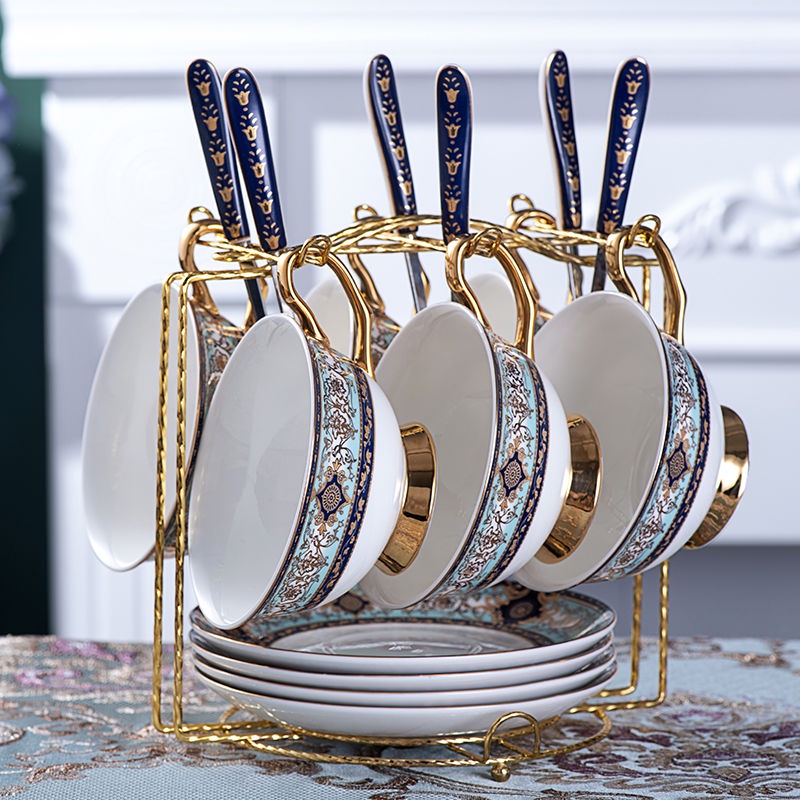 Tea Cup Display Stand Coffee Cup Stand Gold Teaset Rack Cup & Saucer ...