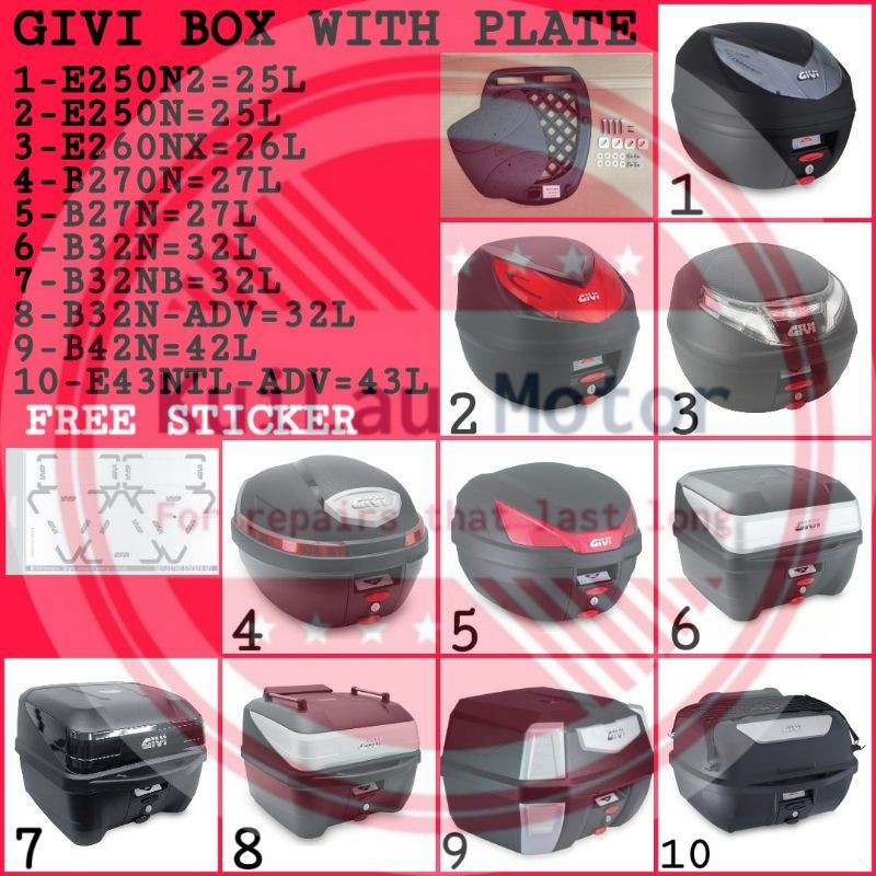 ORIGINAL GIVI BOX SEKALI TAPAK(WITH PLATE) | Shopee Malaysia