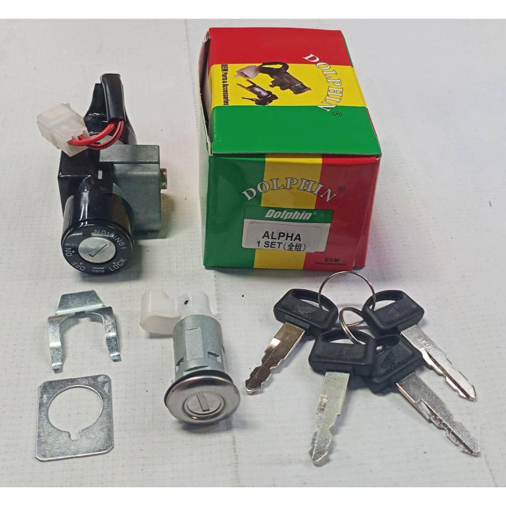 WAVE110-CX/ ALPHA MAIN SWITCH SET DOLPHIN (KUNCI DEPAN & BELAKANG SET ...