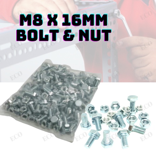 Skru Rak Besi Lubang Slotted Angle Bar Bolt Zinc Plated M8 x 16MM Bolt ...