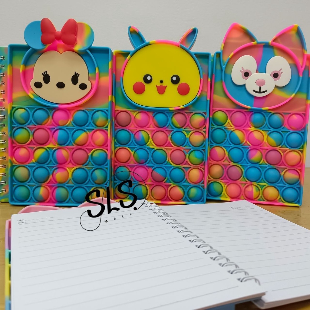 Rainbow Silicone Hard Cover Pop It Fidget Toy Bubble Notebook | Shopee ...
