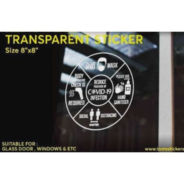 🎯8" COVID-19 Precaution Stickers For Glass Windows & Doors 🎯 | Shopee ...