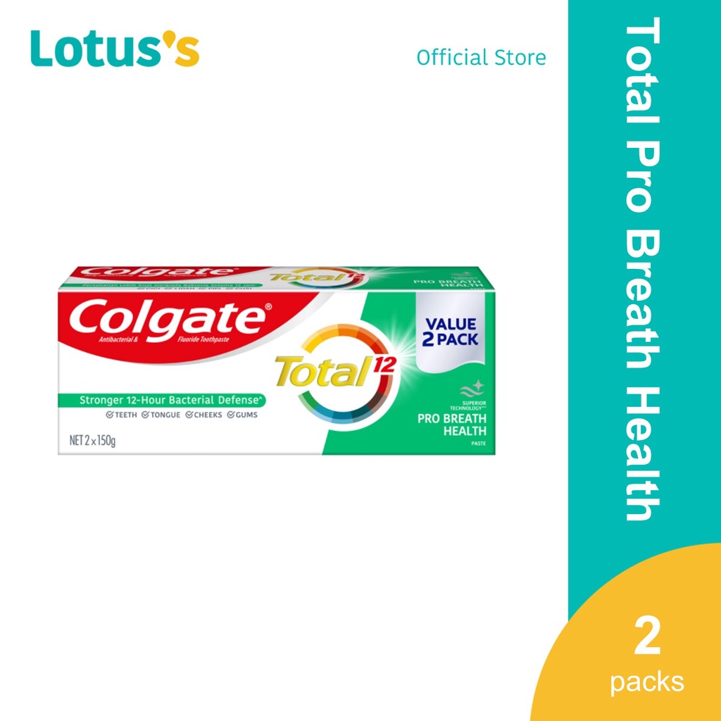 Colgate Total Pro Breath Health Antibacteria & Fluoride Toothpaste (2 x ...
