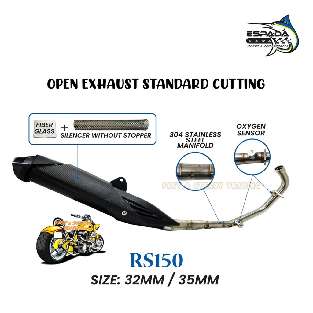 ESPADA OPEN EXHAUST PIPE RACING E6 Y15ZR/ LC135/ RS150/ SYM VF3I/ RSX150 | Shopee Malaysia
