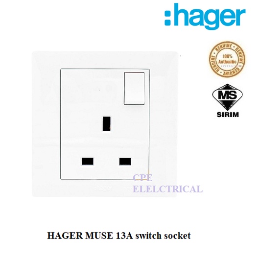 10pcs x HAGER MUSE 13A SWITCH SOCKET SIRIM APPROVED ORIGINAL | Shopee ...