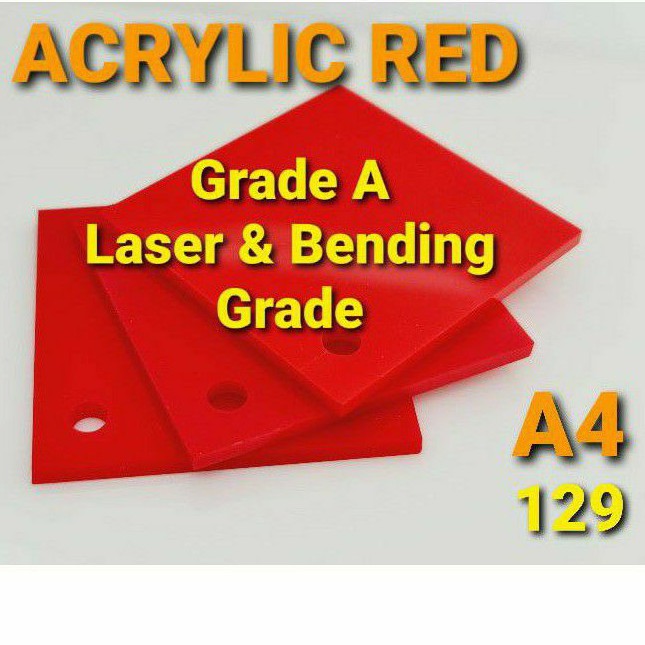 Acrylic A4 Red Colour Sheet ( 129 ) 2mm thickness | Shopee Malaysia