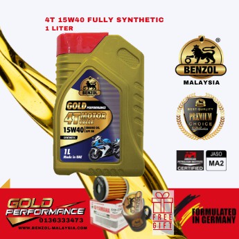 Minyak Enjin Motorsikal Benzol 4T 15W40(FULLY SYNTHETIC) (1Liter ...