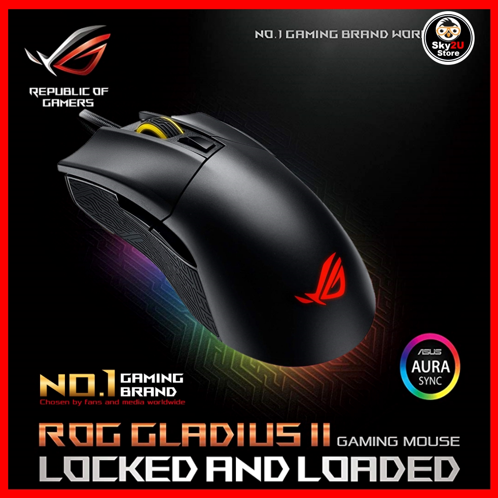 ASUS P502 ROG Gladius II Aura Sync USB Wired Optical RGB Gaming Mouse ...