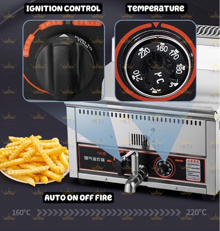 TKTT 17L Taiwan LPG Gas Deep Fryer Commercial Automatic Western ...