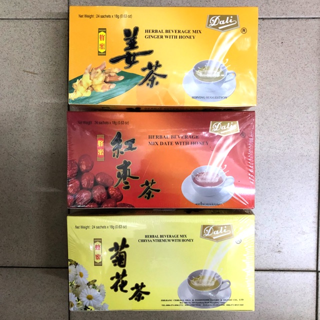 Dali Herbal beverage mix Ginger/Red Date/Chrysanthemum with Honey 蜂蜜 薑茶 ...