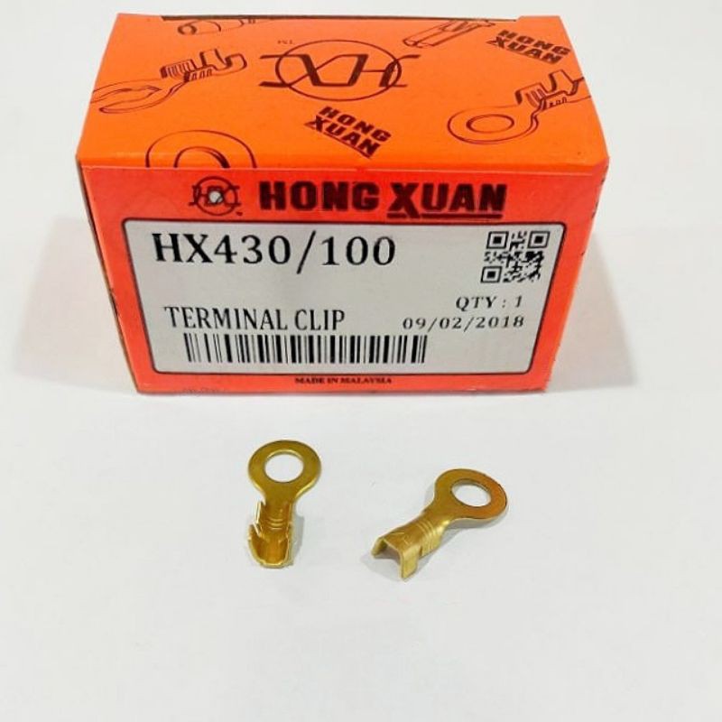 HX430 1Box 100pc Ring Terminal Clip Wire Universal Gold Brass Car Round ...