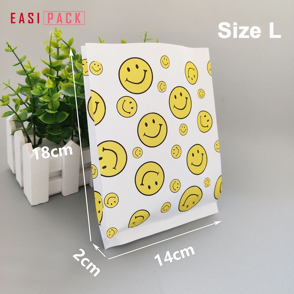10pcs Oil-Proof Smiley Face Paper Bag French Fries Burger Fried Snacks ...