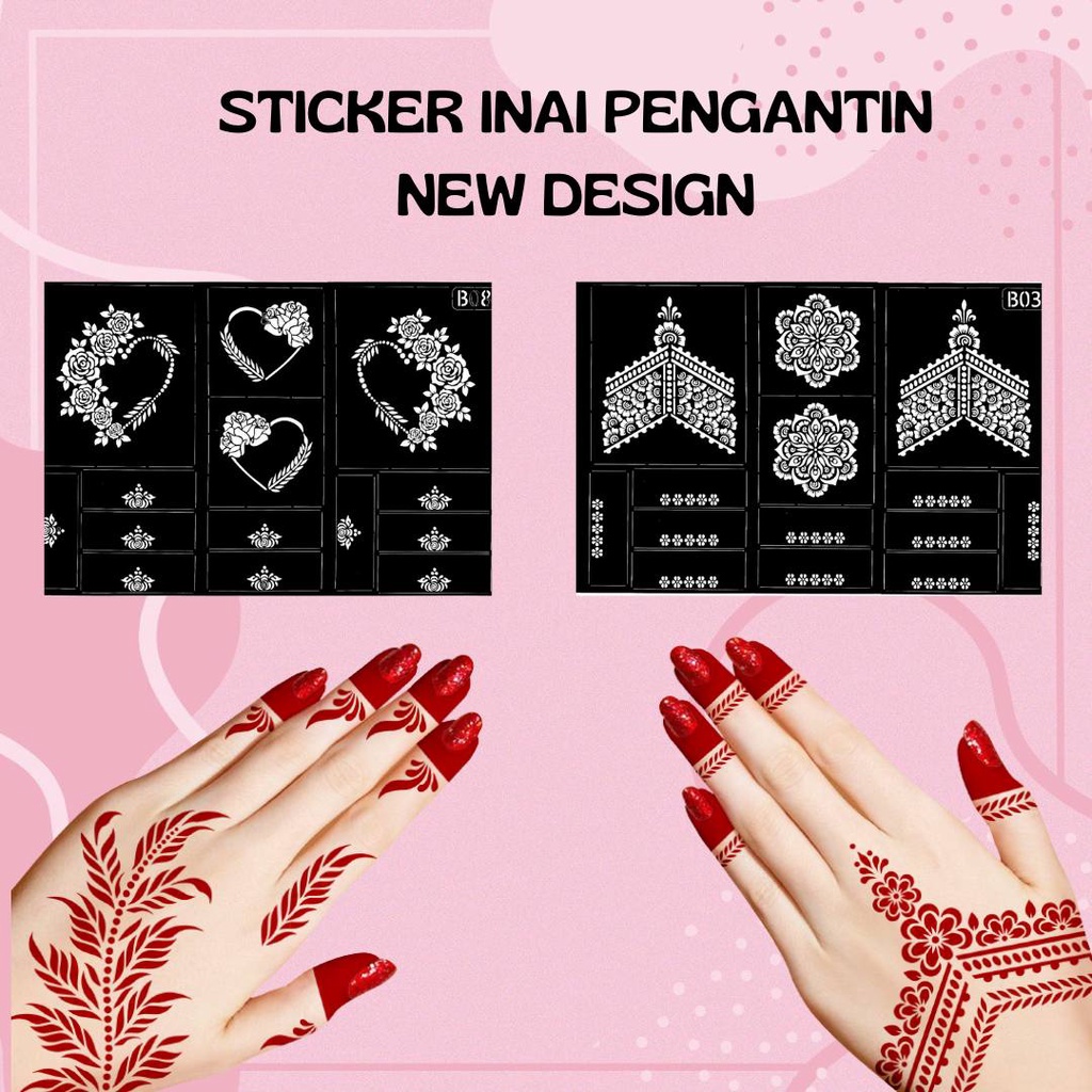 Sticker inai / Henna Stencil / Sticker Henna NEW DESIGN | Shopee Malaysia