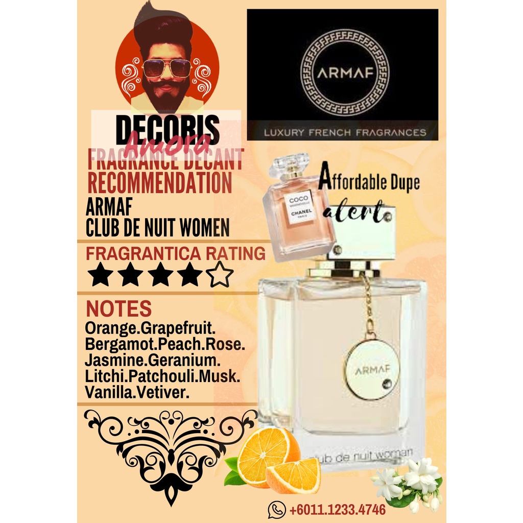 Armaf Club De Nuit Women - Perfume Decant (Dupe of Coco Mademoiselle ...