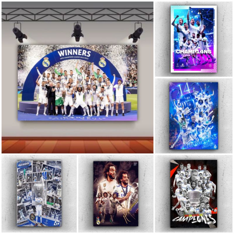 Real madrid champion ucl wall Poster 21-22 size A3+ | Shopee Malaysia