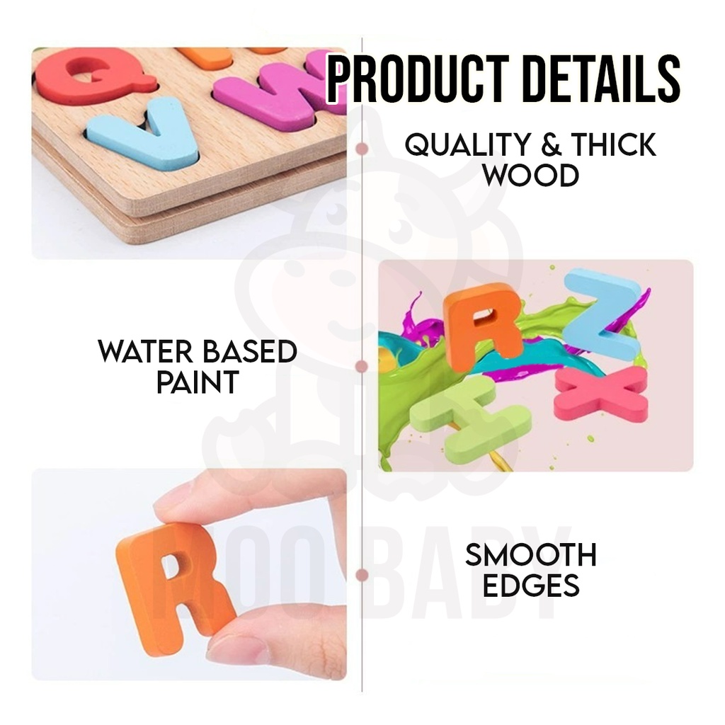 Moo Baby Puzzle ABC Puzzle 123 Number Puzzle Kayu Baby Toy Educational ...