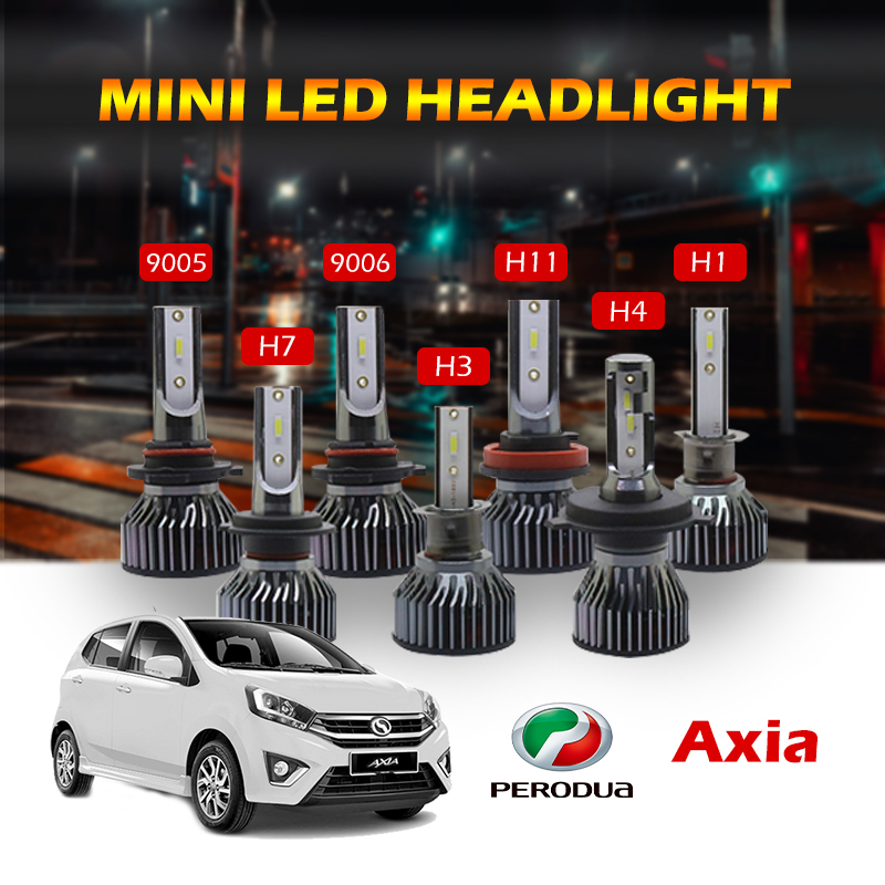 [PERODUA] Axia 2PCS Mini Type Car LED Headlight Bulb H4 H8/H11 9005 Hi ...