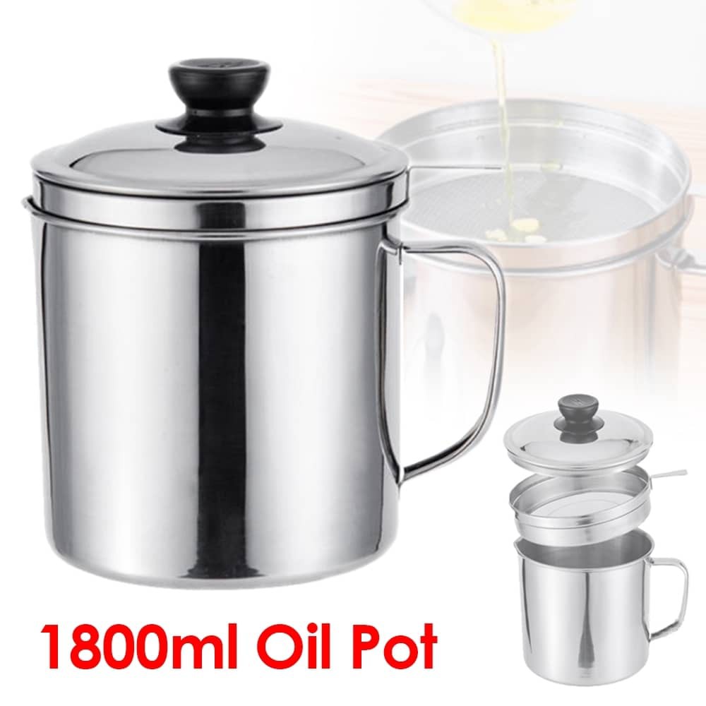 [Ready Stock] Kitchen 1.2L/1.8L Stainless Steel Oil Storage Filter Oil ...