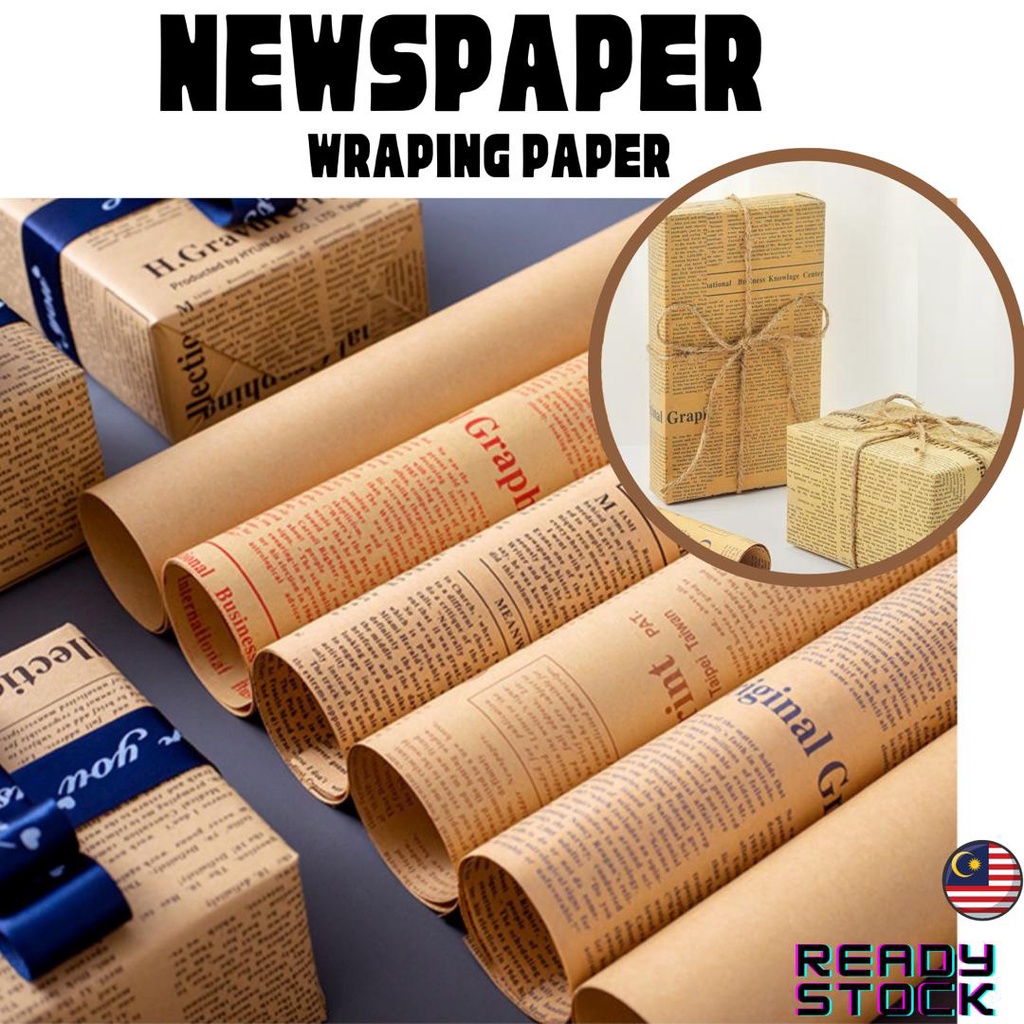 Newspaper Wrapping Paper Kertas Pembalut Hadiah Gift Wrapper Christmas ...